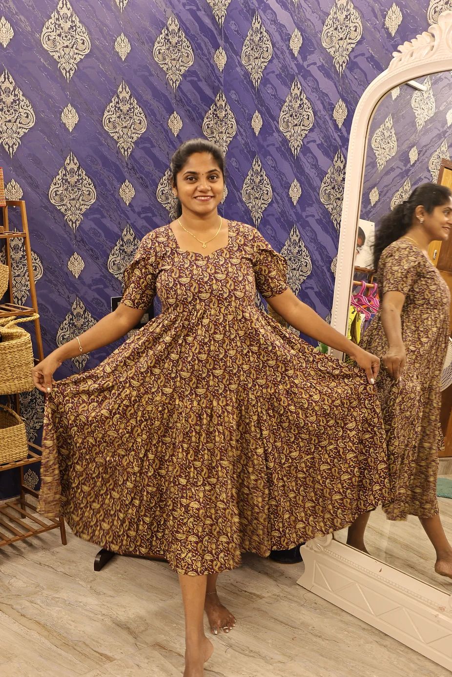 Kalamkari Frocks Purple - homeslove.in